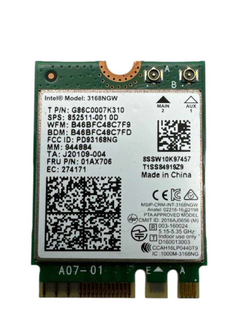 Intel 3168NGW Dual Band Wireless-AC 3168 PCI-Express 802.11ac WLAN Blu ...